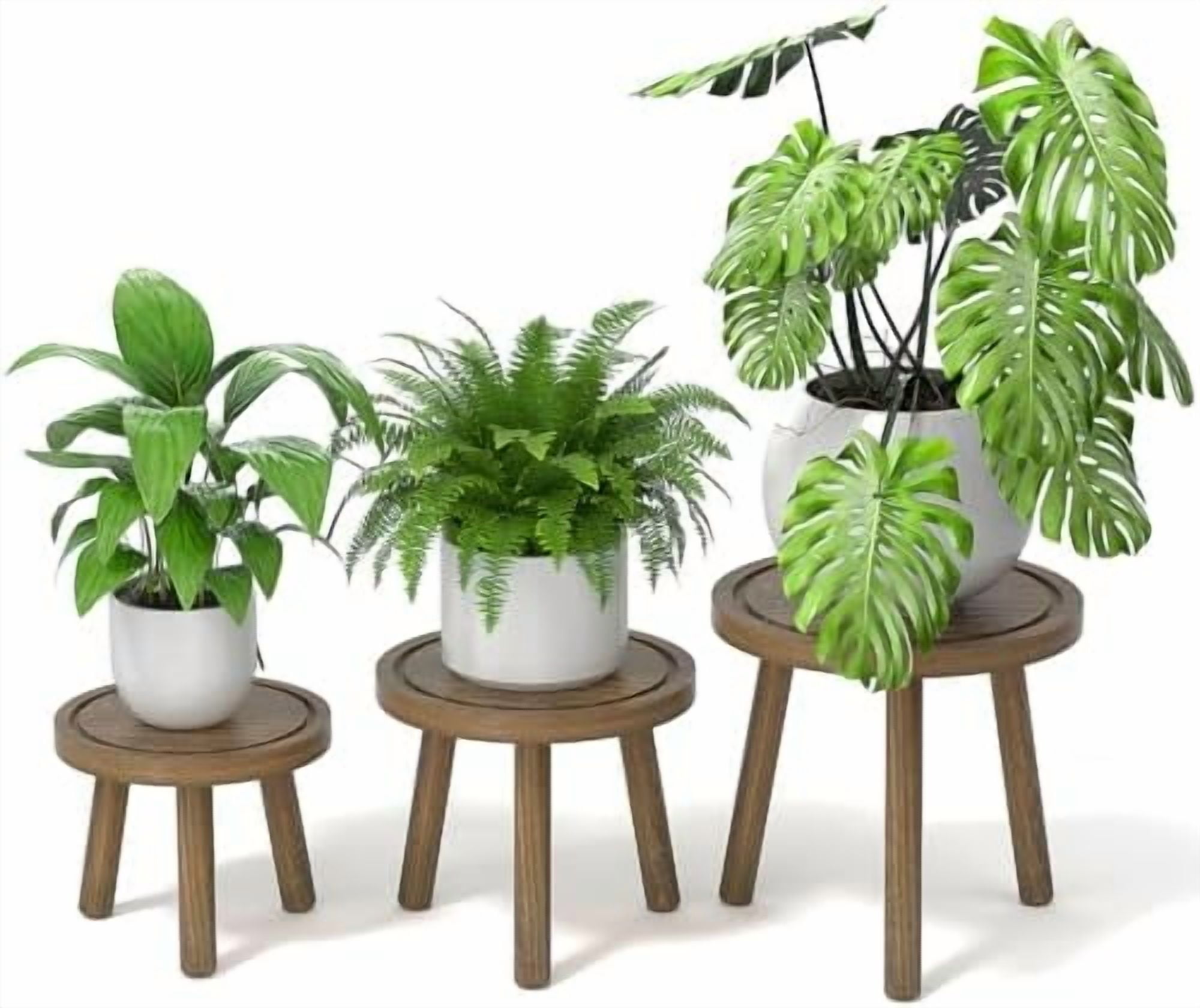 3-Pack Wood Plant Stands Indoor, Single Plant Stand for 6-12 Inch Pots ...