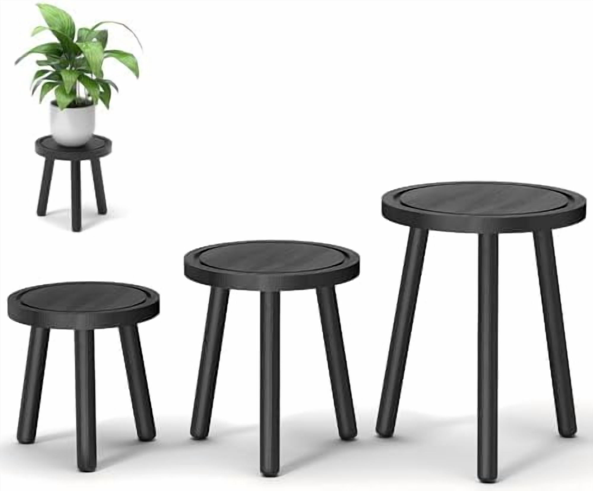3-Pack Wood Plant Stands Indoor, Single Plant Stand for 6-12 Inch Pots ...
