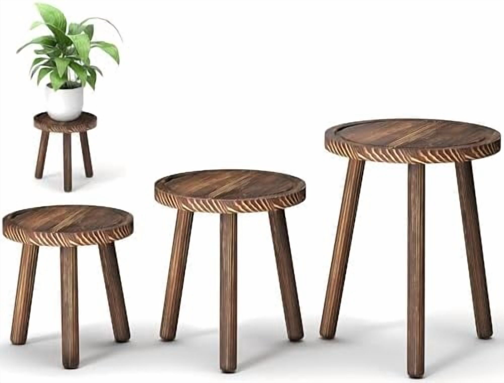 3-Pack Wood Plant Stands Indoor, Single Plant Stand for 6-12 Inch Pots ...