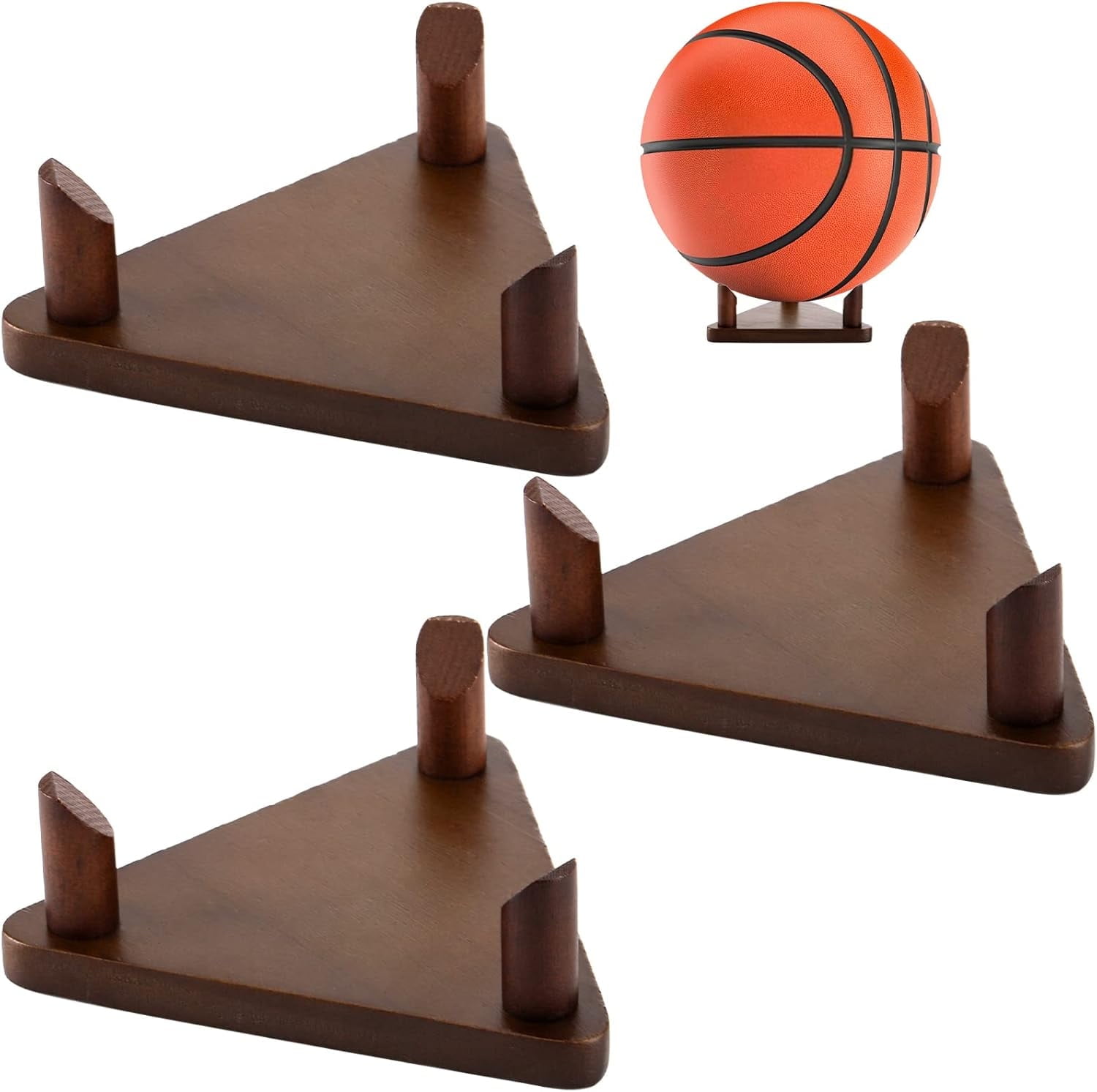 3 Pack Wooden Ball Stand Holder Ball Display Stand For Football ...