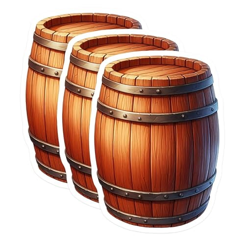 (3 Pack) Wooden Barrel Decals - Rustic Decor Stickers - Laptop Art- 3 ...