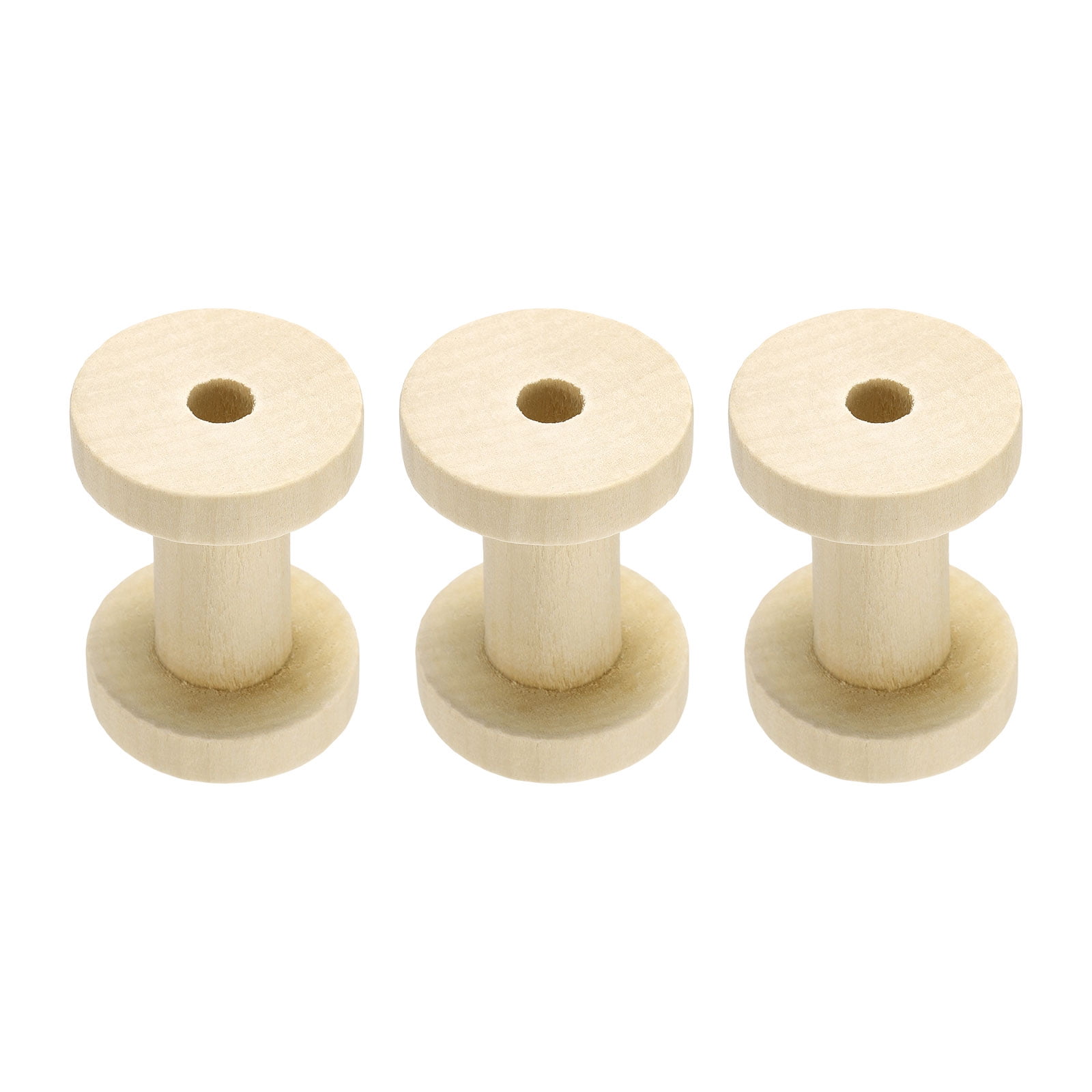 3 Pack Wooden Bobbins, 1.77" x 2.36"(WxH) Unfinished Wooden Spools Wire ...