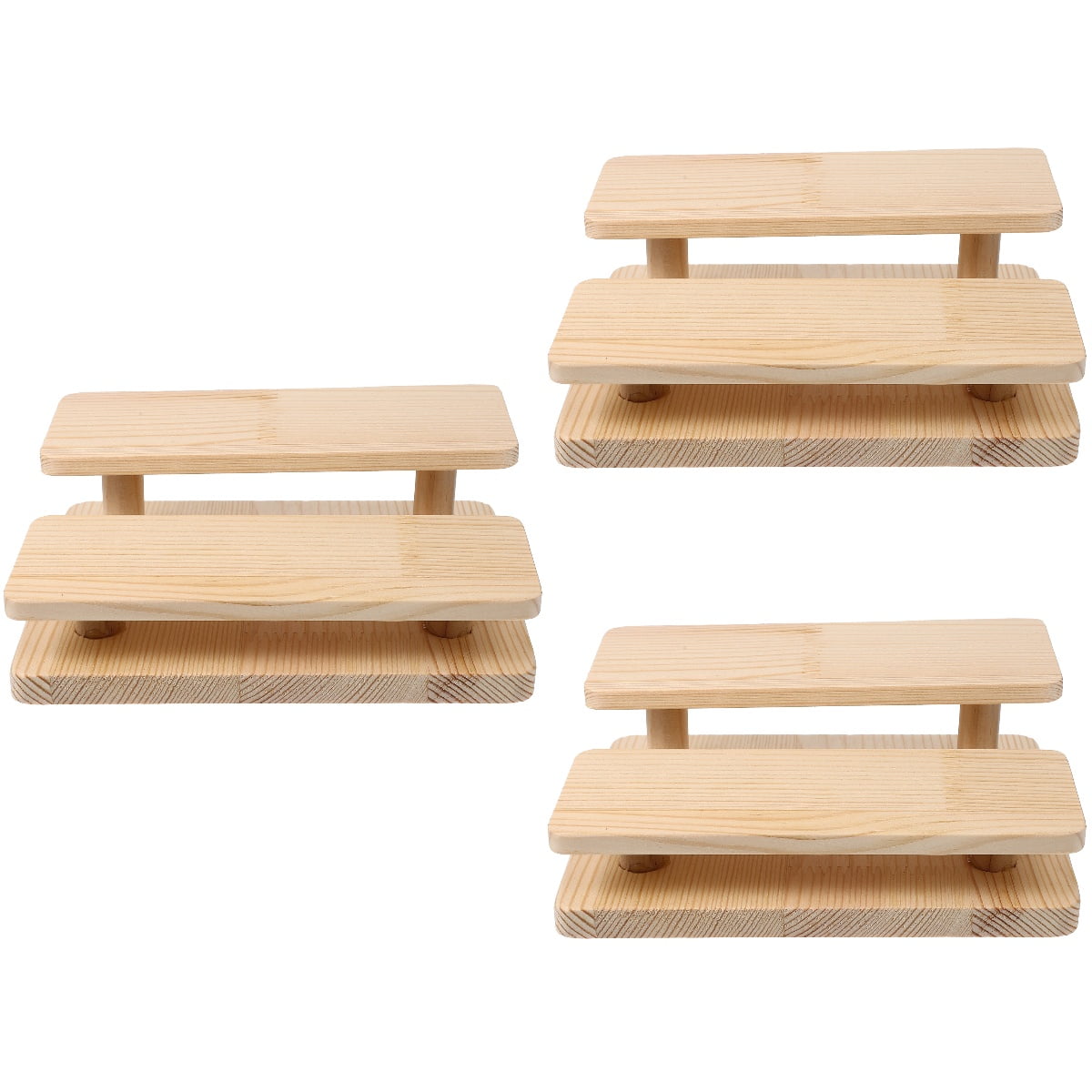 3 Pack Wooden Figure Stand Display Shelves Figures Rack Jewlery Holder ...