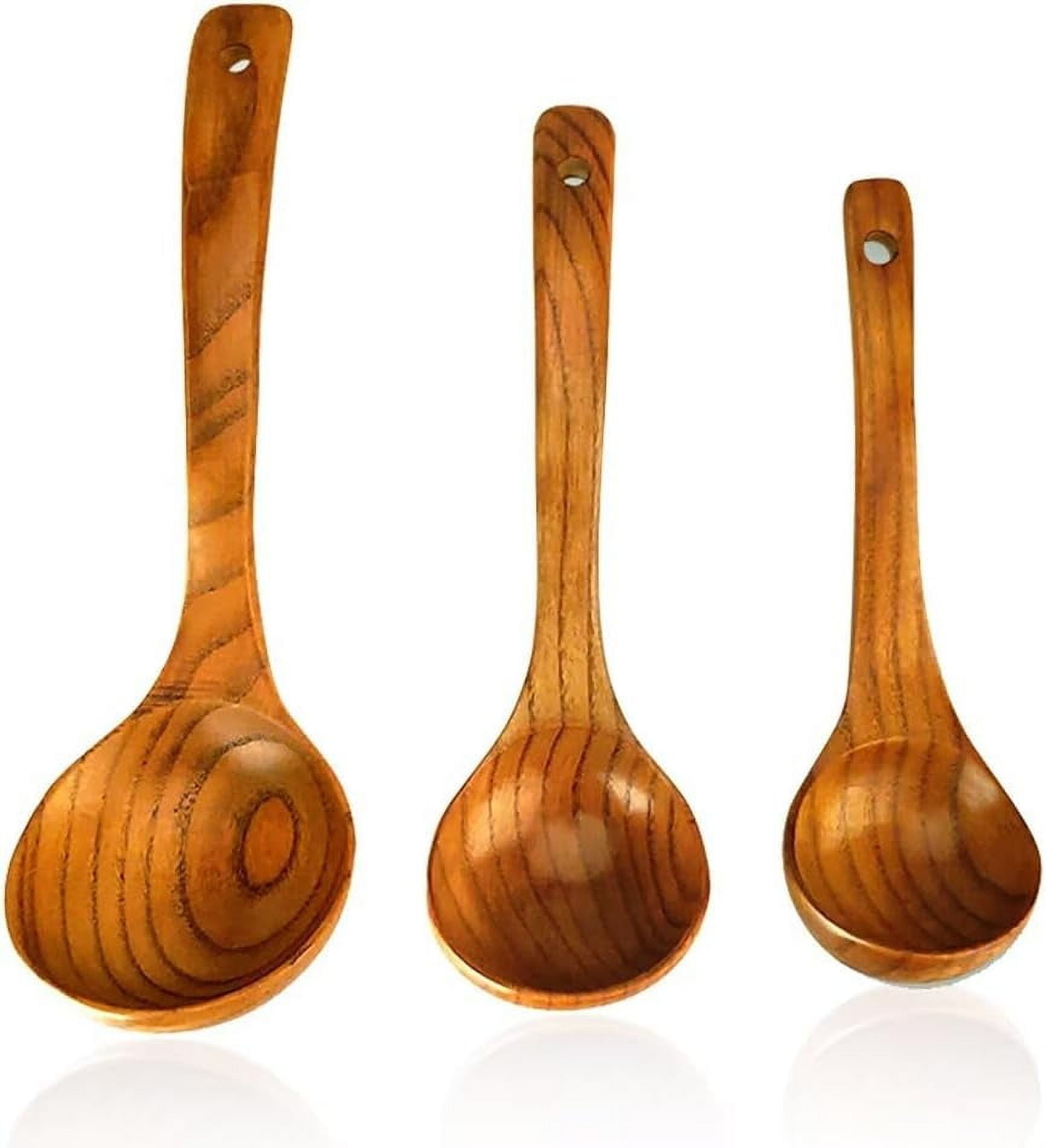 3 Pack Wooden Ladles for Serving Spoon Soup Ladle Wood Spoons for ...