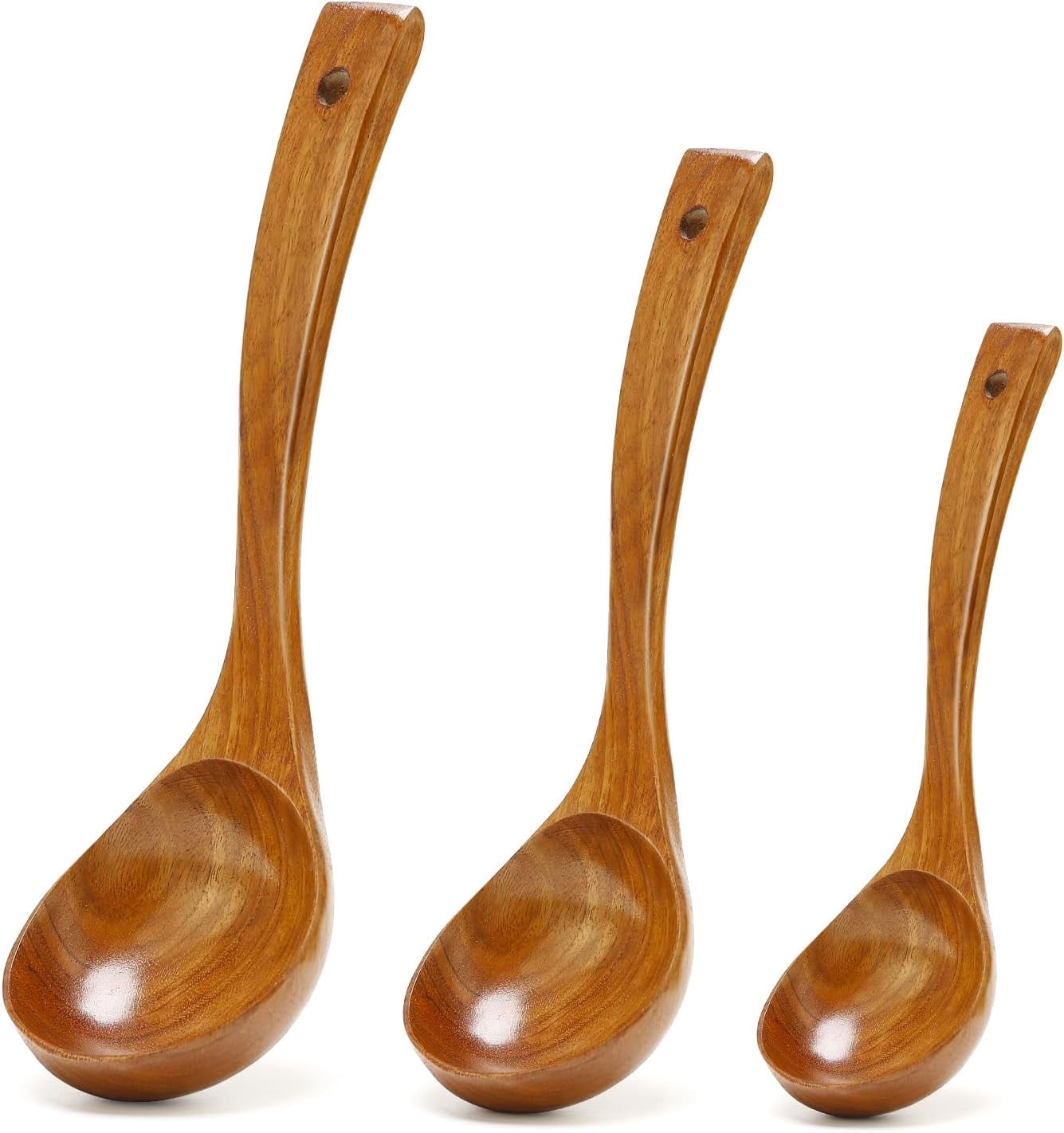 3 Pack Wooden Ladles for Serving Spoon Soup Ladle Wood Spoons for ...