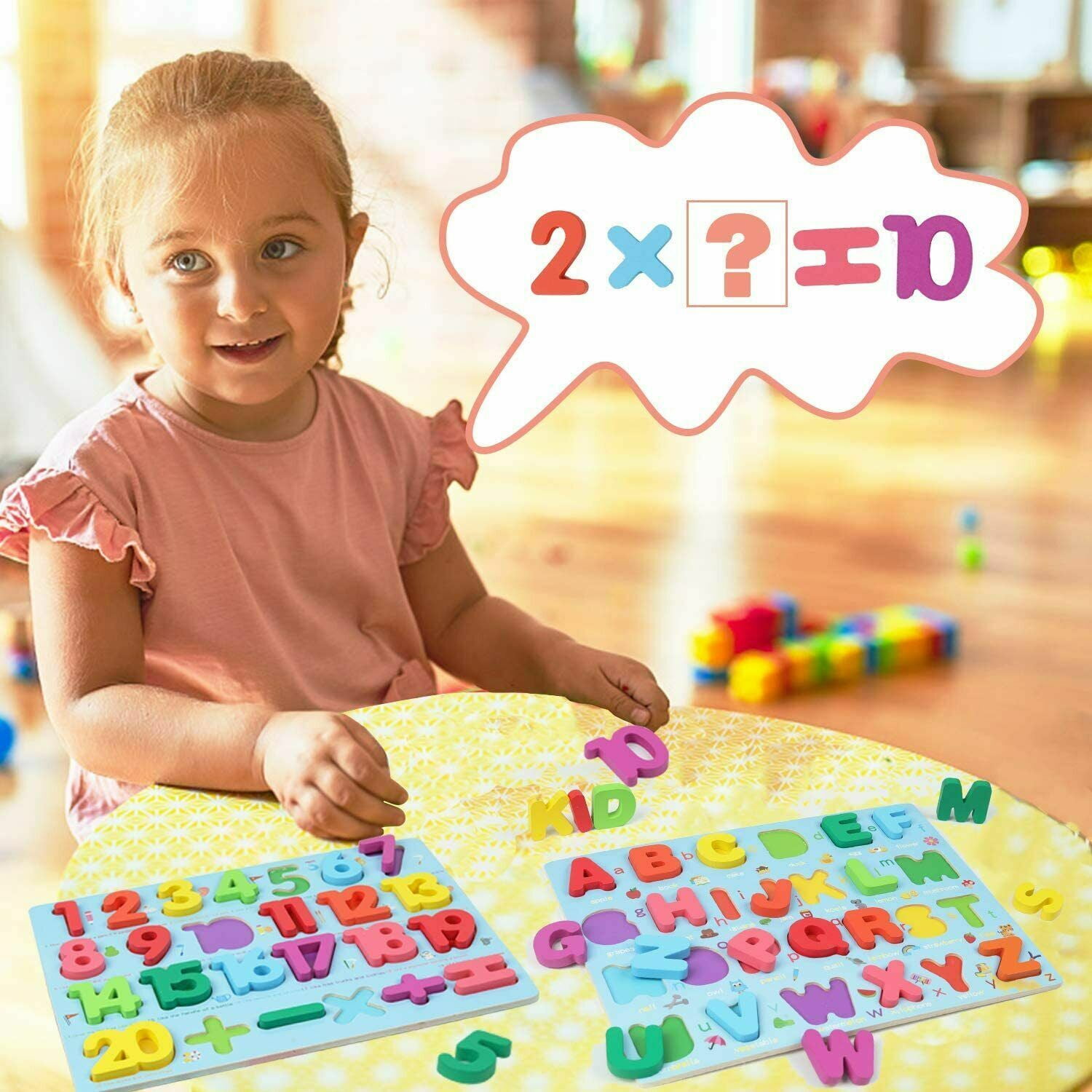 3 Pack Wooden Puzzles for Toddlers, Wooden Alphabet Number Shape ...