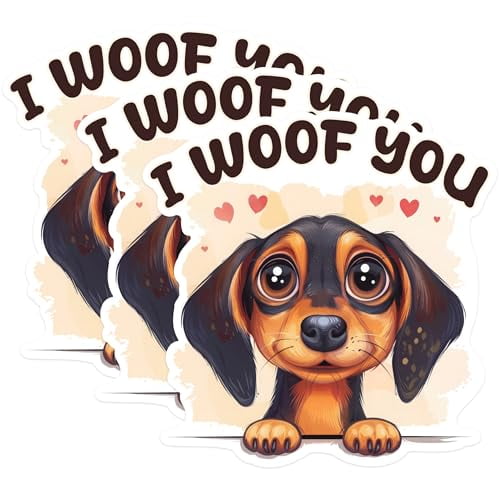 (3 Pack) Woof You Decals - Puppy Love Sticker - Cute Dog Laptop Decal ...