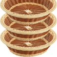3 Pack Woven Bread Baskets, Plastic Wicker Fruit Baskets 11.5 Inch ...