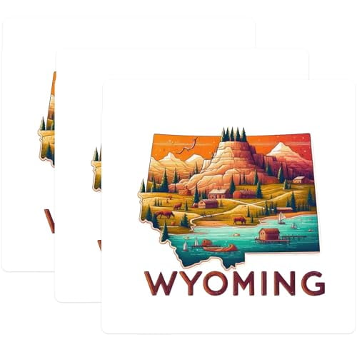 (3 Pack) Wyoming Decals - State Outline Art - Travel Souvenir Stickers ...
