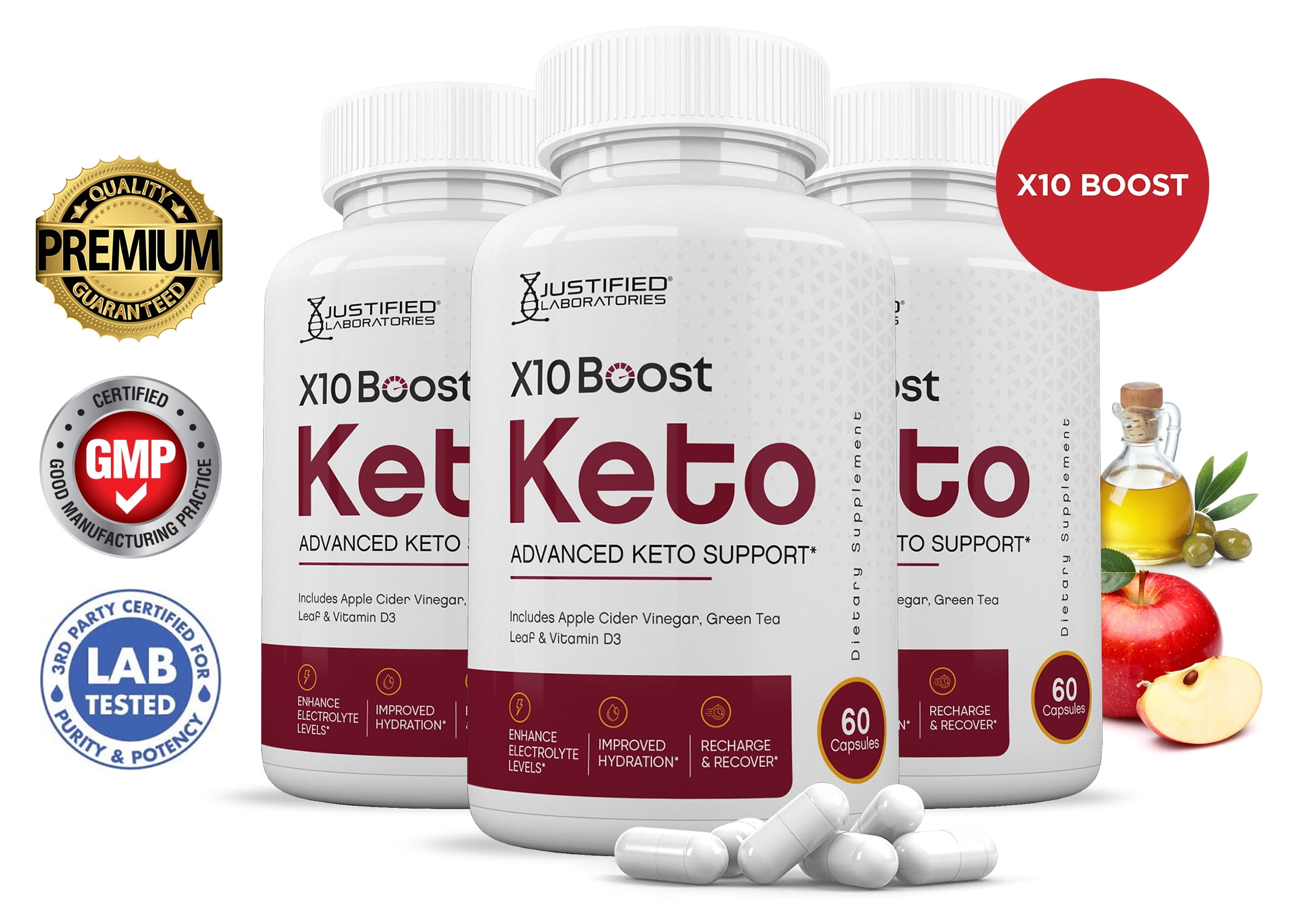 (3 Pack) X10 Boost Keto ACV Pills 1275mg Alternative to Gummies Dietary ...