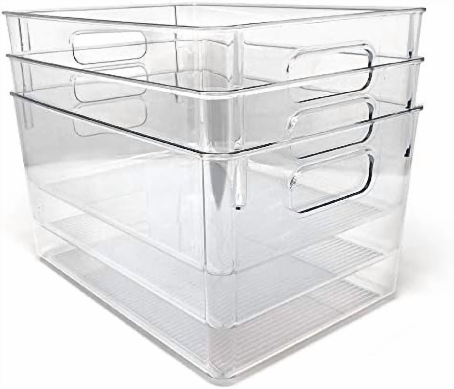 3-Pack XL Clear Storage Bins with Handles, Plastic Organizer for Office ...