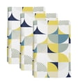 3 Pack Yellow Blue Circular Kitchen Towels Medieval Geometric Abstract ...
