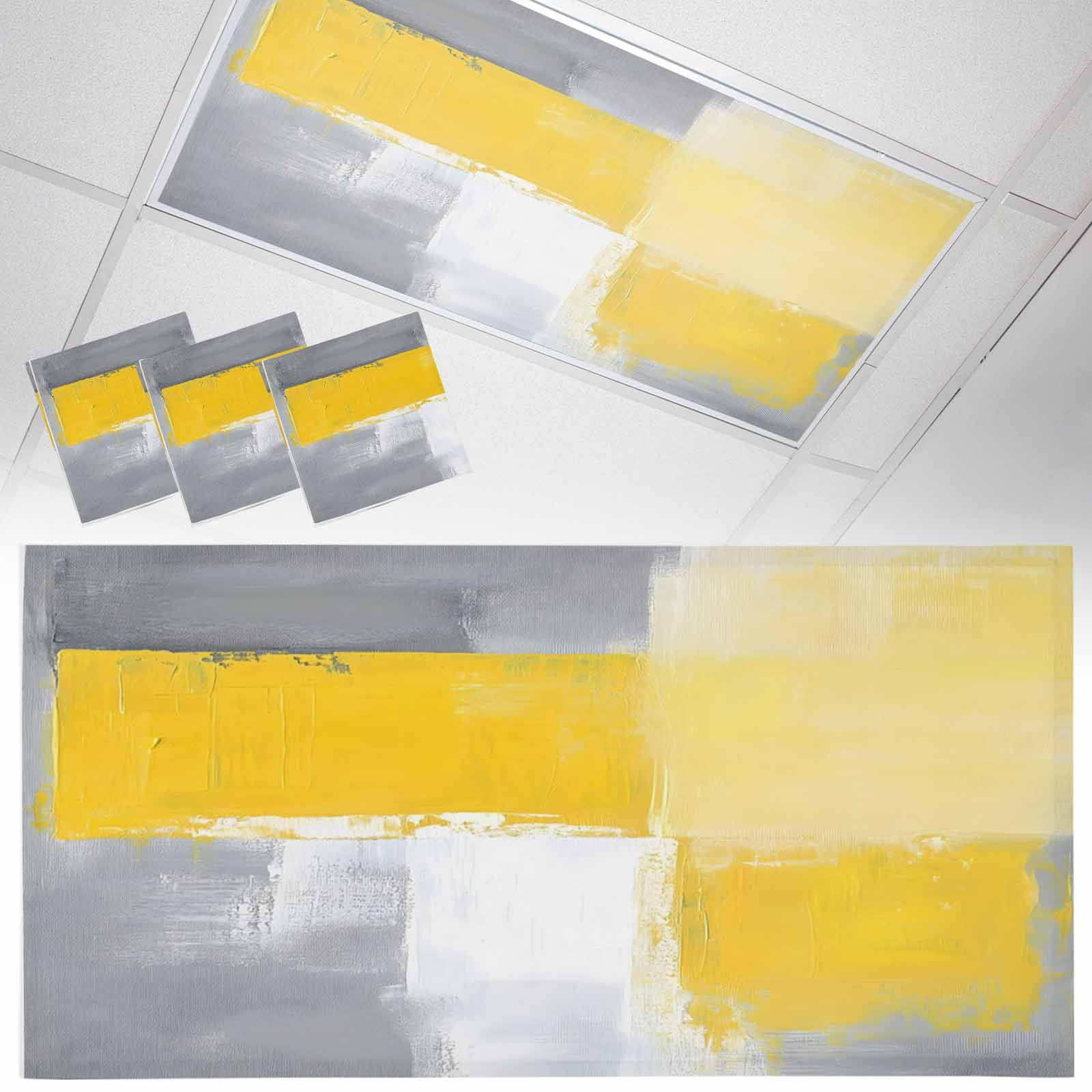 3 Pack Yellow Grey Oil Painting Fluorescent Light Covers for Ceiling ...