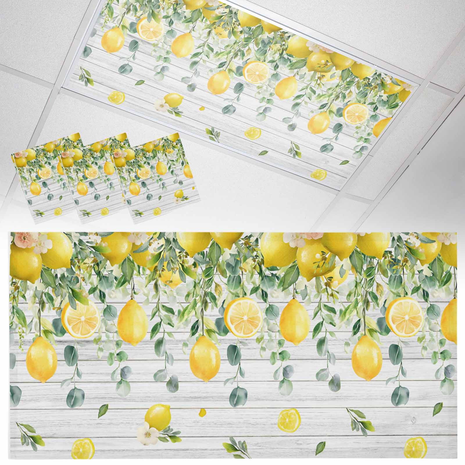 3 Pack Yellow Lemon Fluorescent Light Covers for Ceiling Lights ...