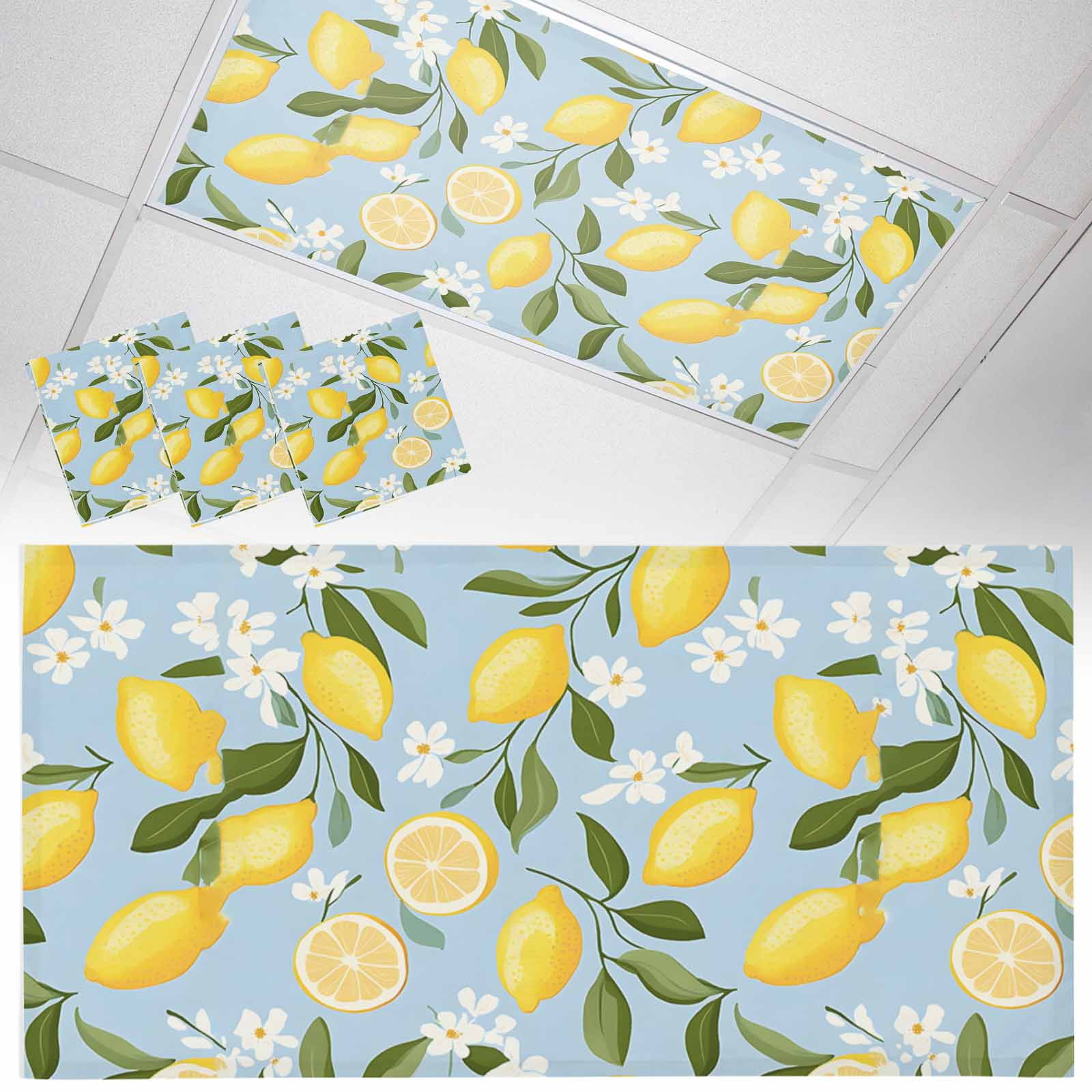 3 Pack Yellow Lemon White Flowers Fluorescent Light Covers for Ceiling ...