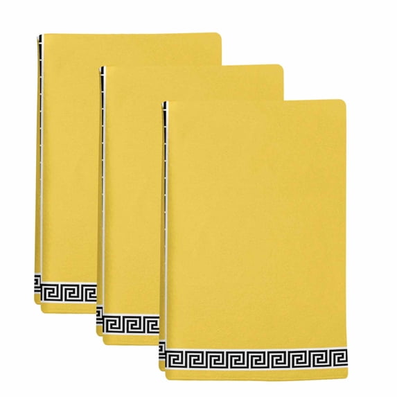 3 Pack Yellow Traditional Kitchen Towels Greek Key Meander Border ...