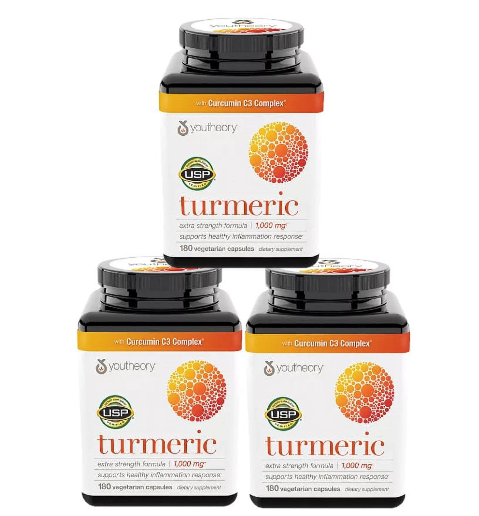 3 Pack | Youtheory Turmeric Extra Strength 1000mg (180 ct.) - Walmart.com