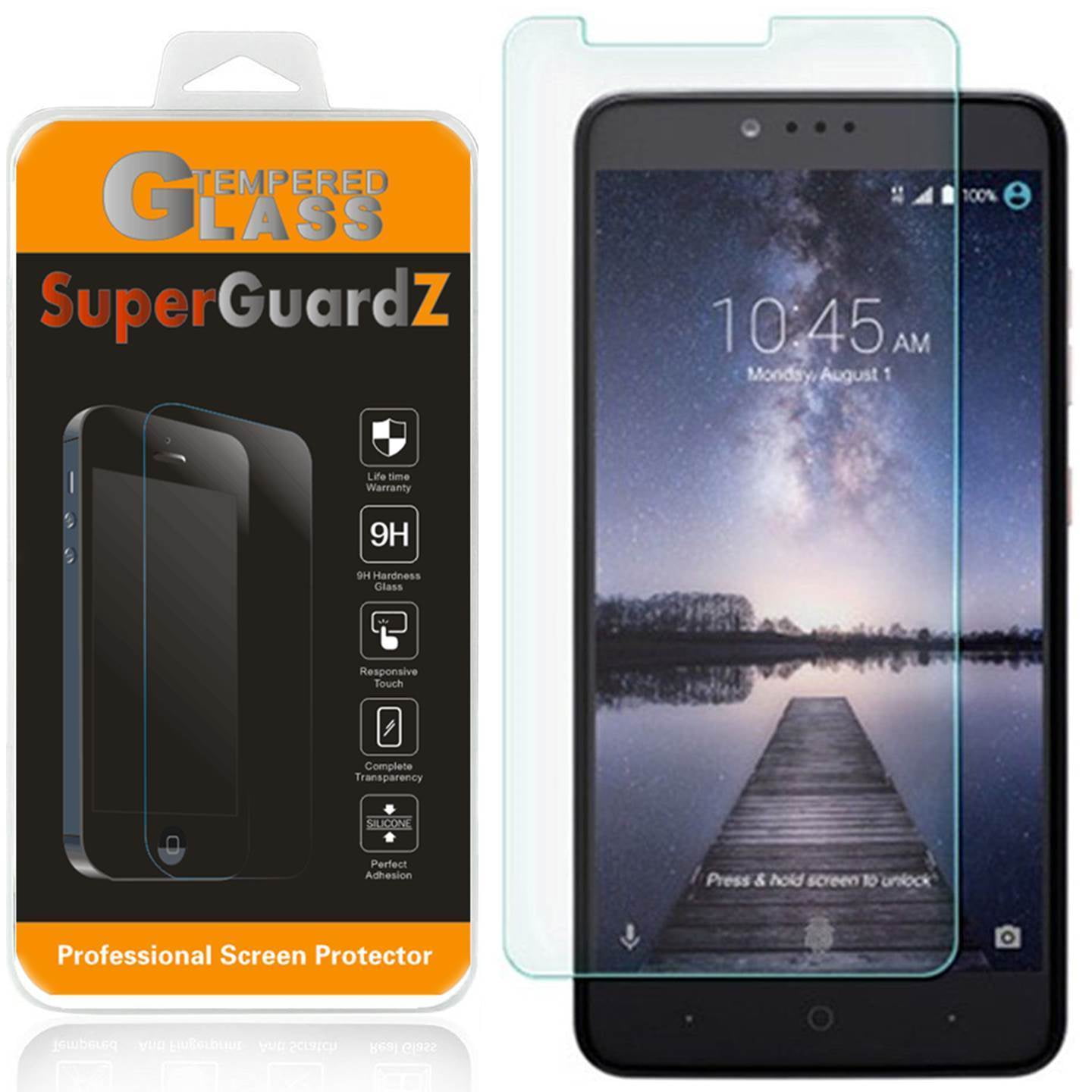[3-Pack] ZTE Zmax Pro / ZTE Carry SuperGuardZ Tempered Glass Screen ...