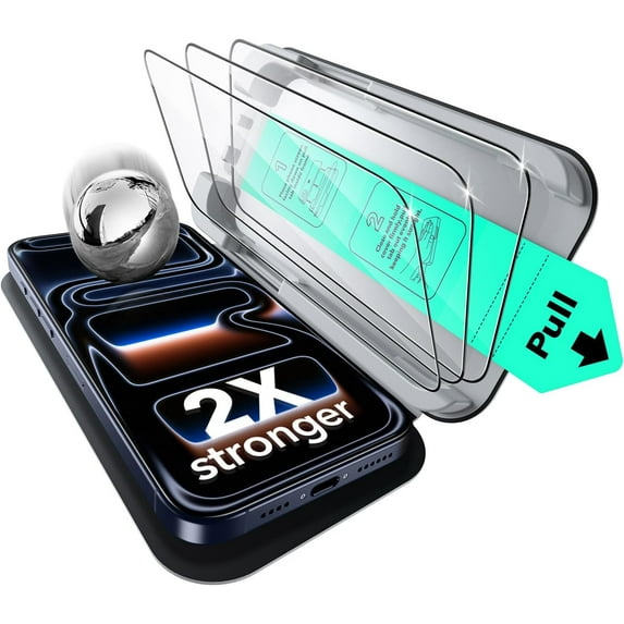 3 Pack for iPhone 17 Pro Screen Protector, Military-Grade Shatterproof ...