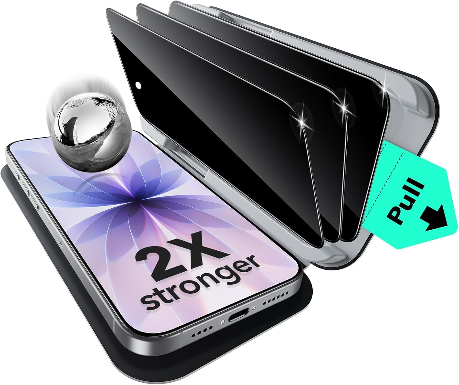 3 Pack for iPhone 17/ iPhone 16 Pro Privacy Screen Protector, Military ...
