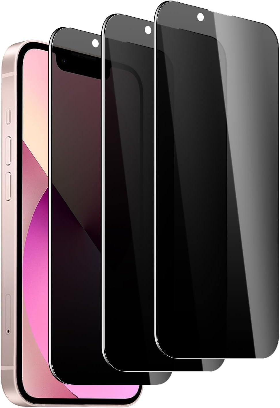 3 Pack for iPhone 13 Pro Max Privacy Screen Protector, 9H Anti Spy Dark ...