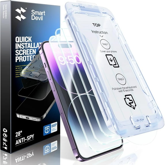 3 Pack for iPhone 14 Pro Max Screen Protector, 9H Hardness Military ...