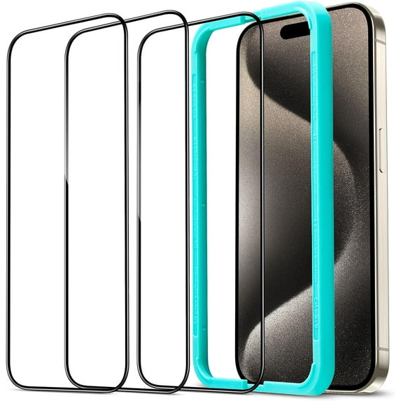 3 Pack for iPhone 15 Pro Screen Protector, 3 Tempered-Glass Screen ...