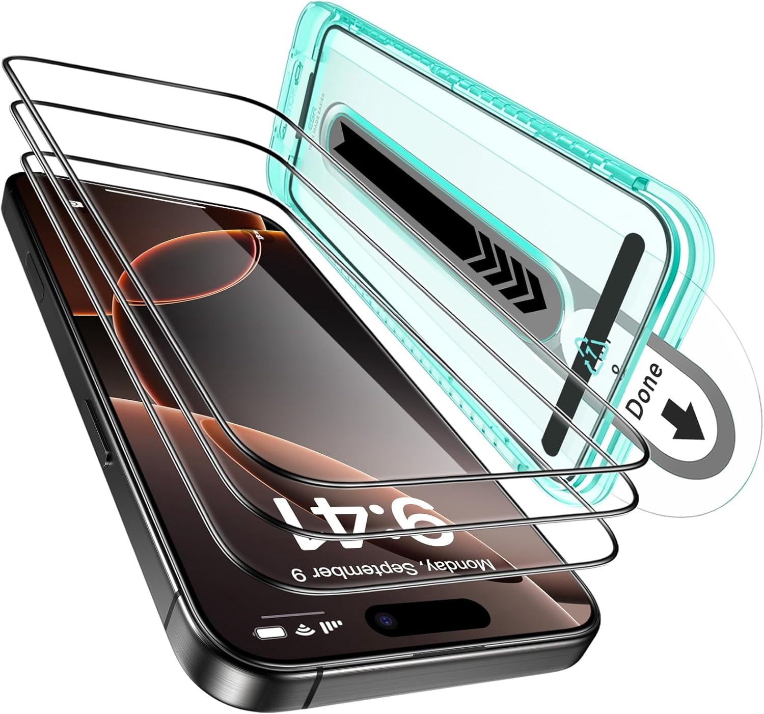 3 Pack for iPhone 16 Plus/iPhone 15 Plus Screen Protector, [9H Hardness ...
