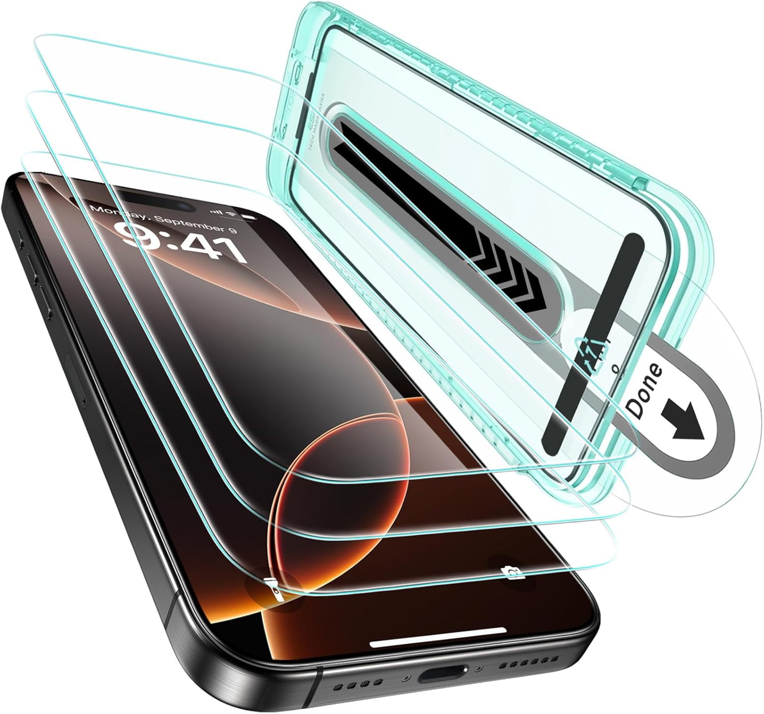 3 Pack for iPhone 16 Pro Max Screen Protector, [9H Hardness] [Military ...