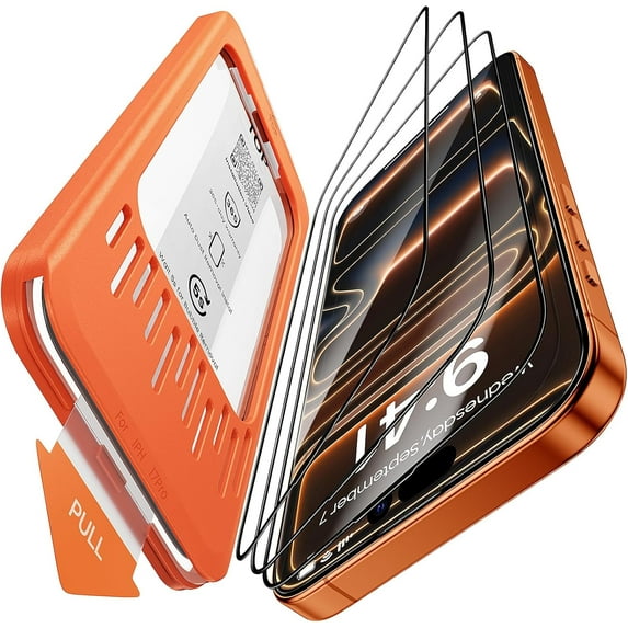 3-Pack for iPhone 17 Pro Screen Protector, 9H+ Tempered Glass, Scratch ...