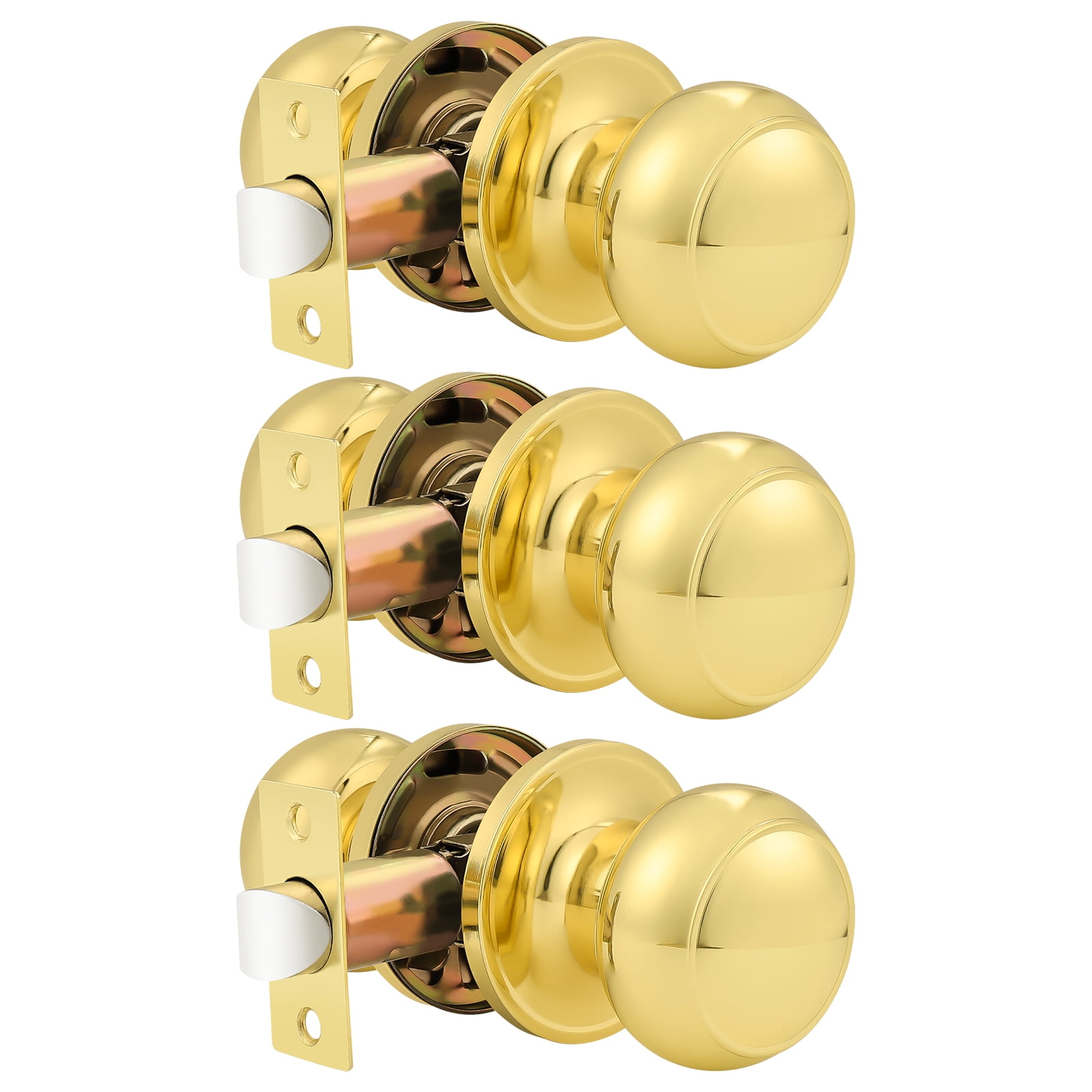 (3 Pack) knobelite Round Passage Door Knob(Non-Locking Knobs), Keyless ...