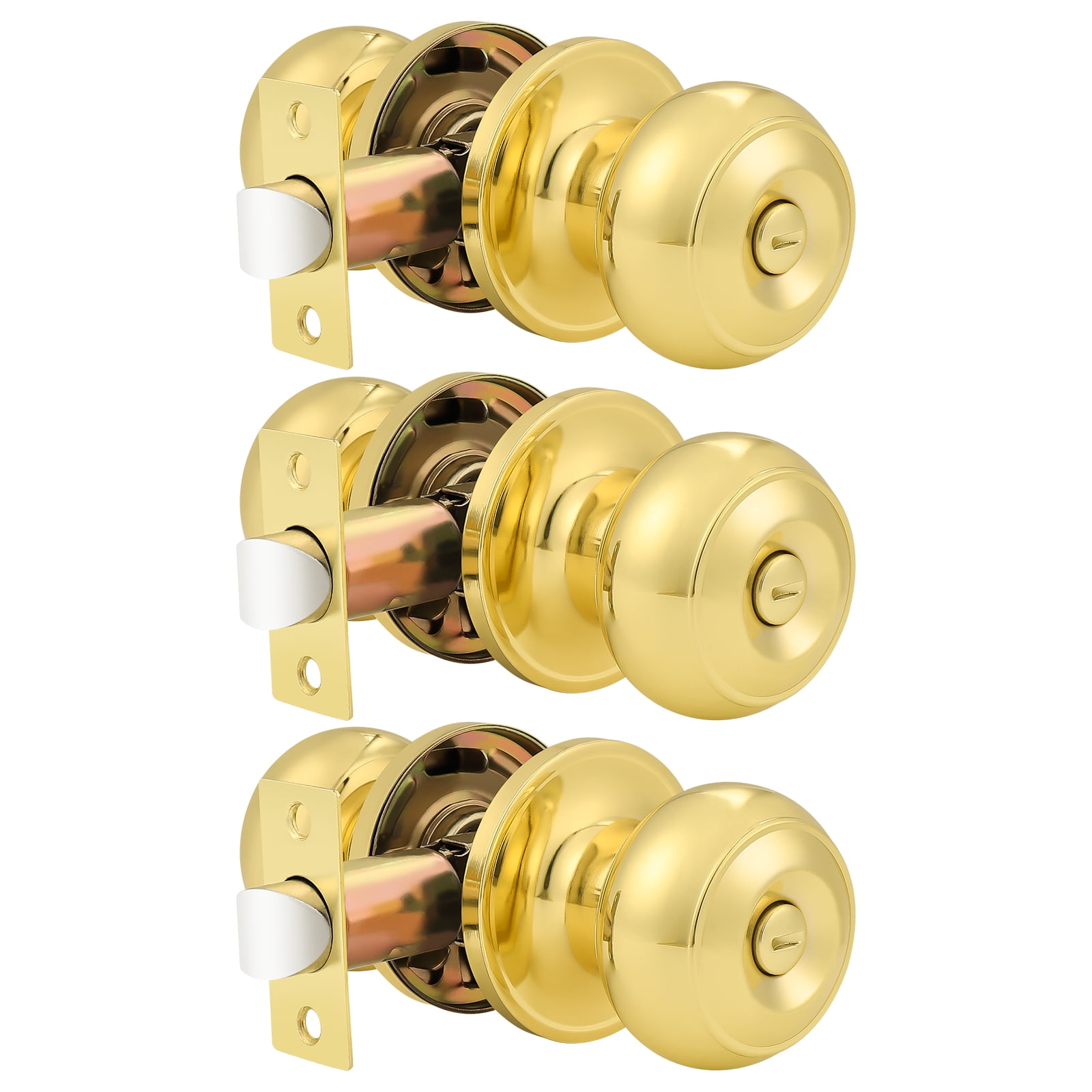 (3 Pack) knobelite Round Privacy Door Knob(Thumb Turn Lock on The ...