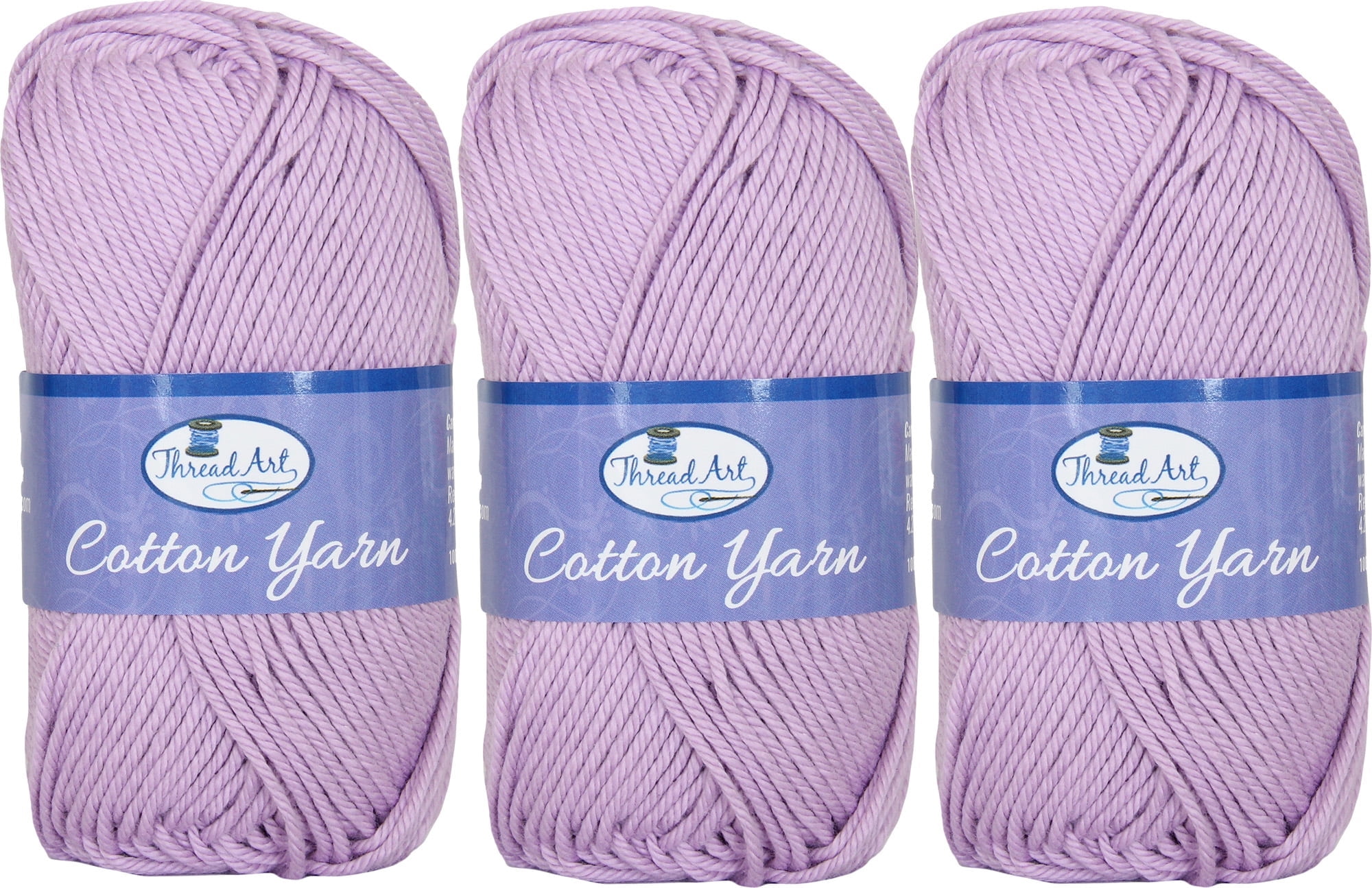 3 Pack of 100% Pure Cotton Crochet Yarn by | Lavender | 50 gram Skeins ...