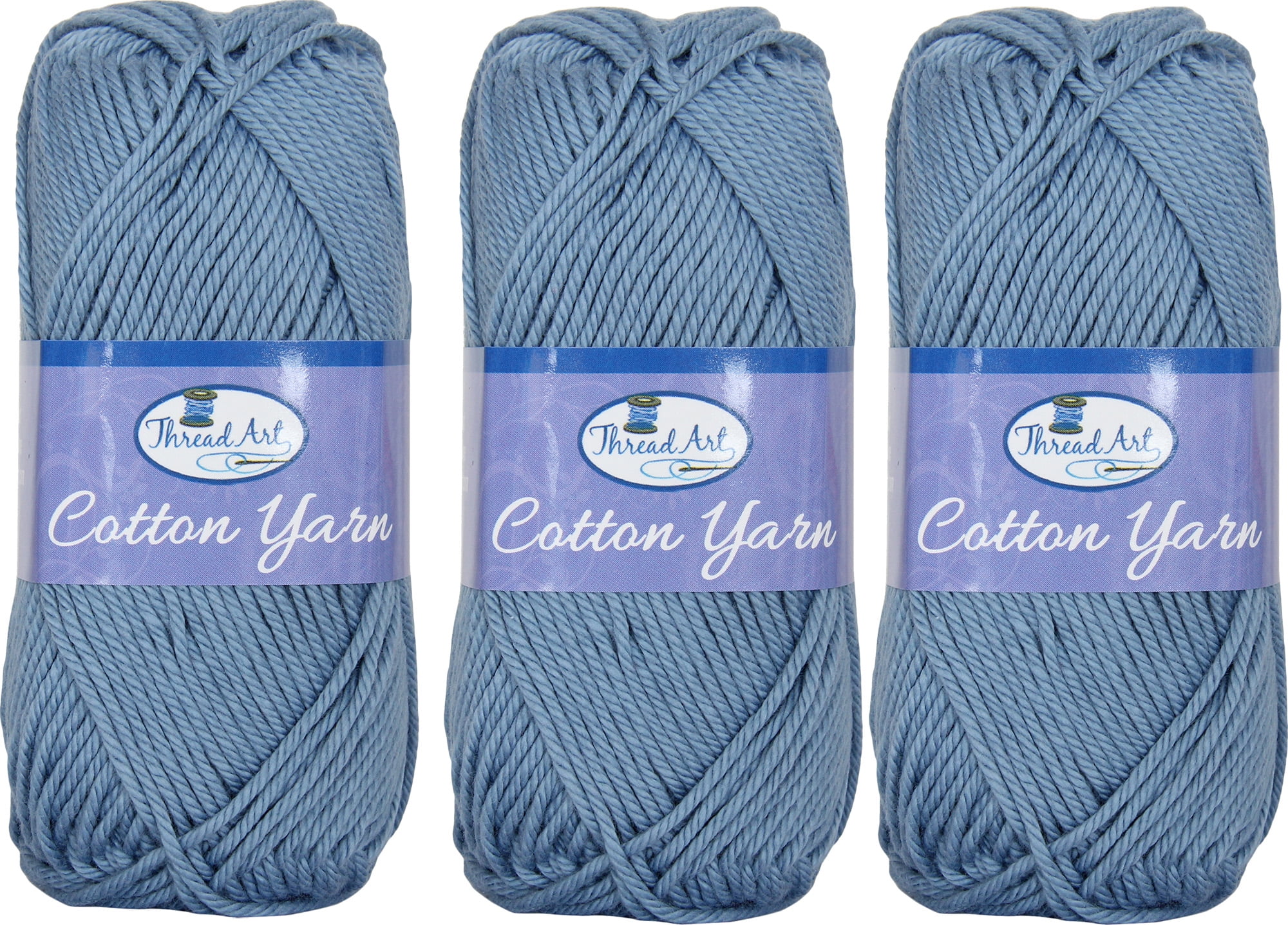 3 Pack Threadart 100% Pure Cotton Crochet Yarn | 50 gram Skeins ...