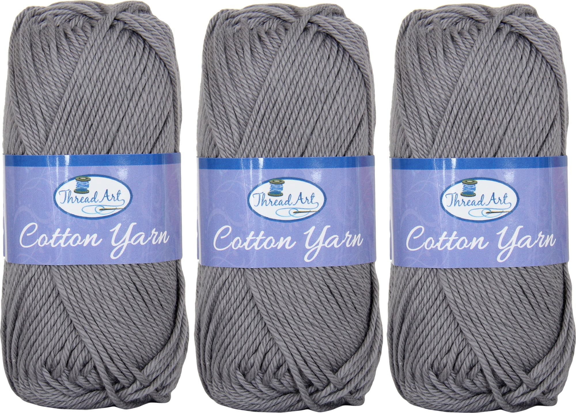 3 Pack Threadart 100% Pure Cotton Crochet Yarn | 50 gram Skeins ...