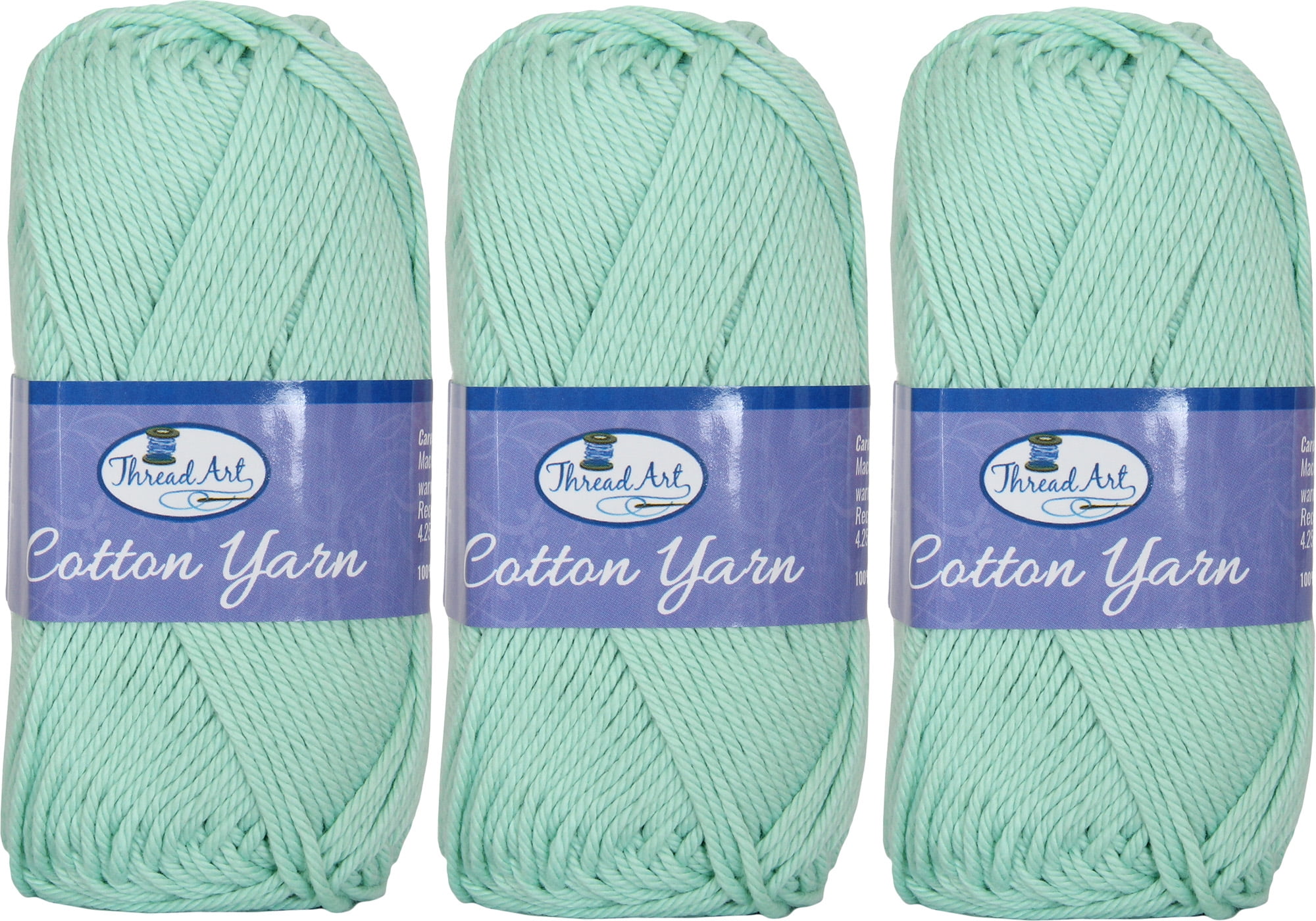 3 Pack Threadart 100% Pure Cotton Crochet Yarn | 50 gram Skeins ...