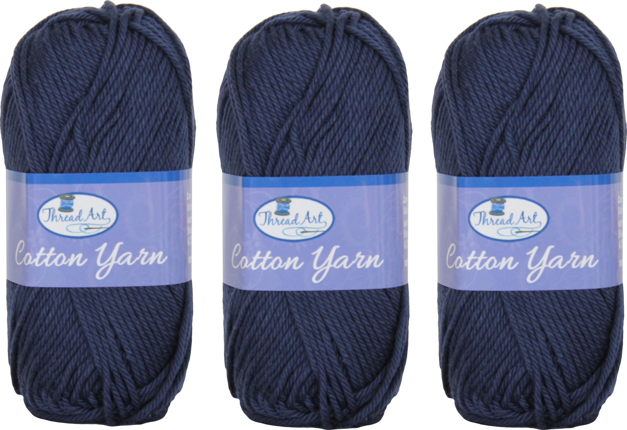 3 Pack Threadart 100% Pure Cotton Crochet Yarn | 50 gram Skeins ...