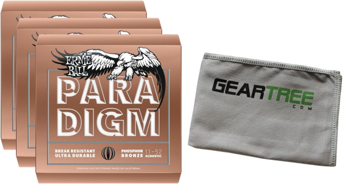 3 Pack of 11-52 Paradigm Light Phosphor Bronze Acoustic Guitar String ...