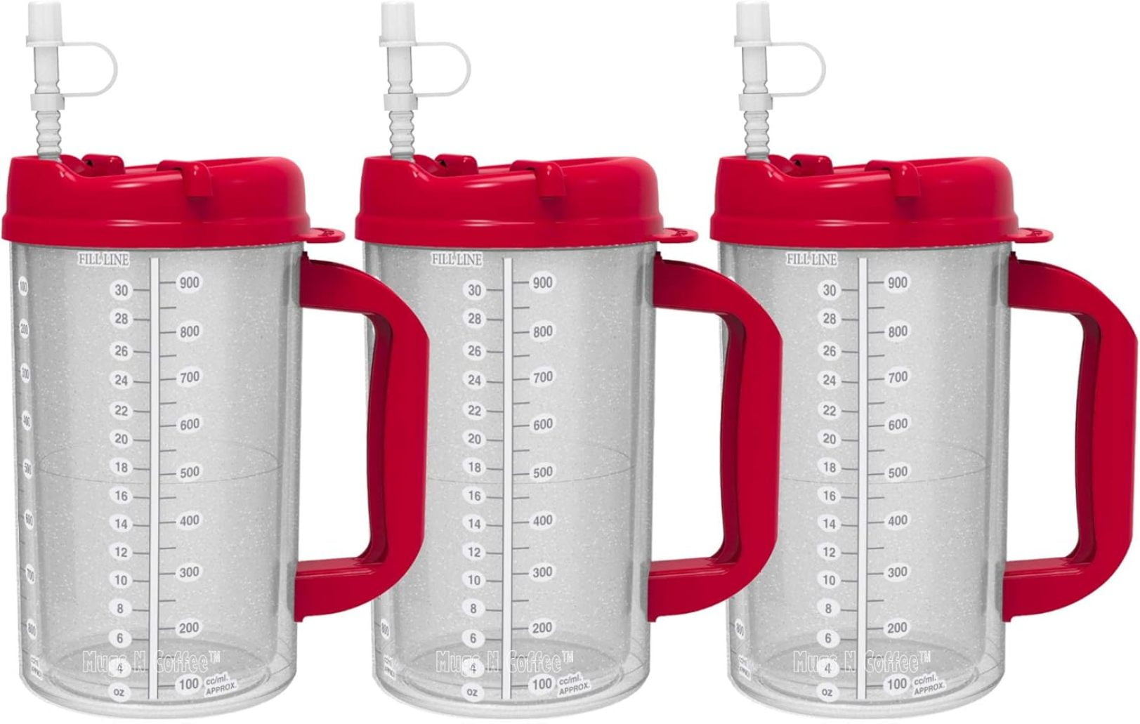 3 Pack of 32 oz Red Double Wall Insulated Hospital Mugs - Cold Drink ...