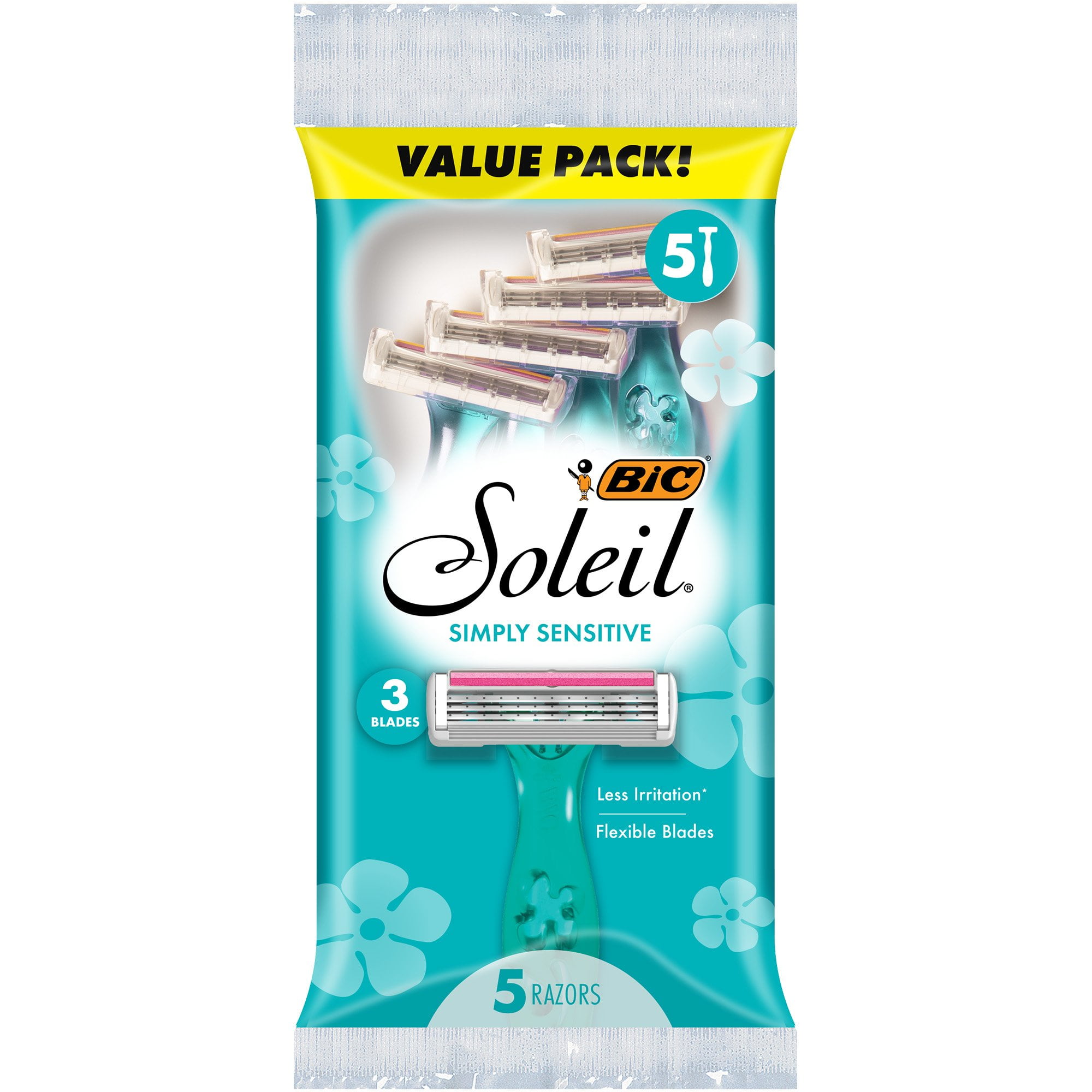 3 Pack of BIC Soleil 3-Blade Sensitive Disposable Razors - 5 ct ...