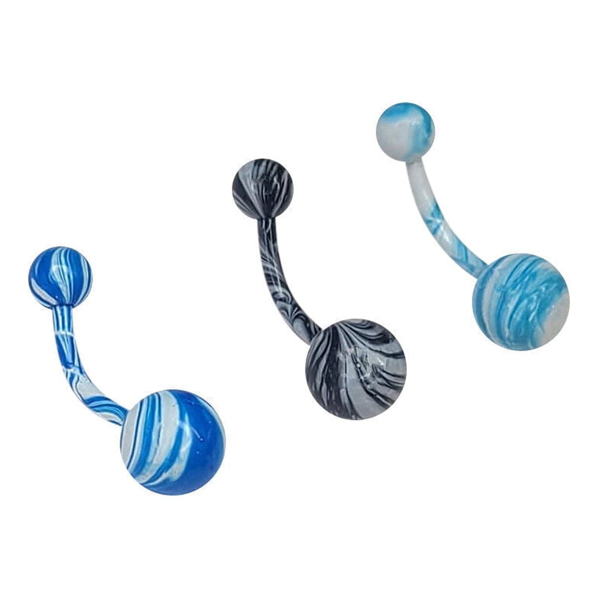 3 Pack of Belly Navel Rings Enamel Coated Unique Hand Painted Designs ...