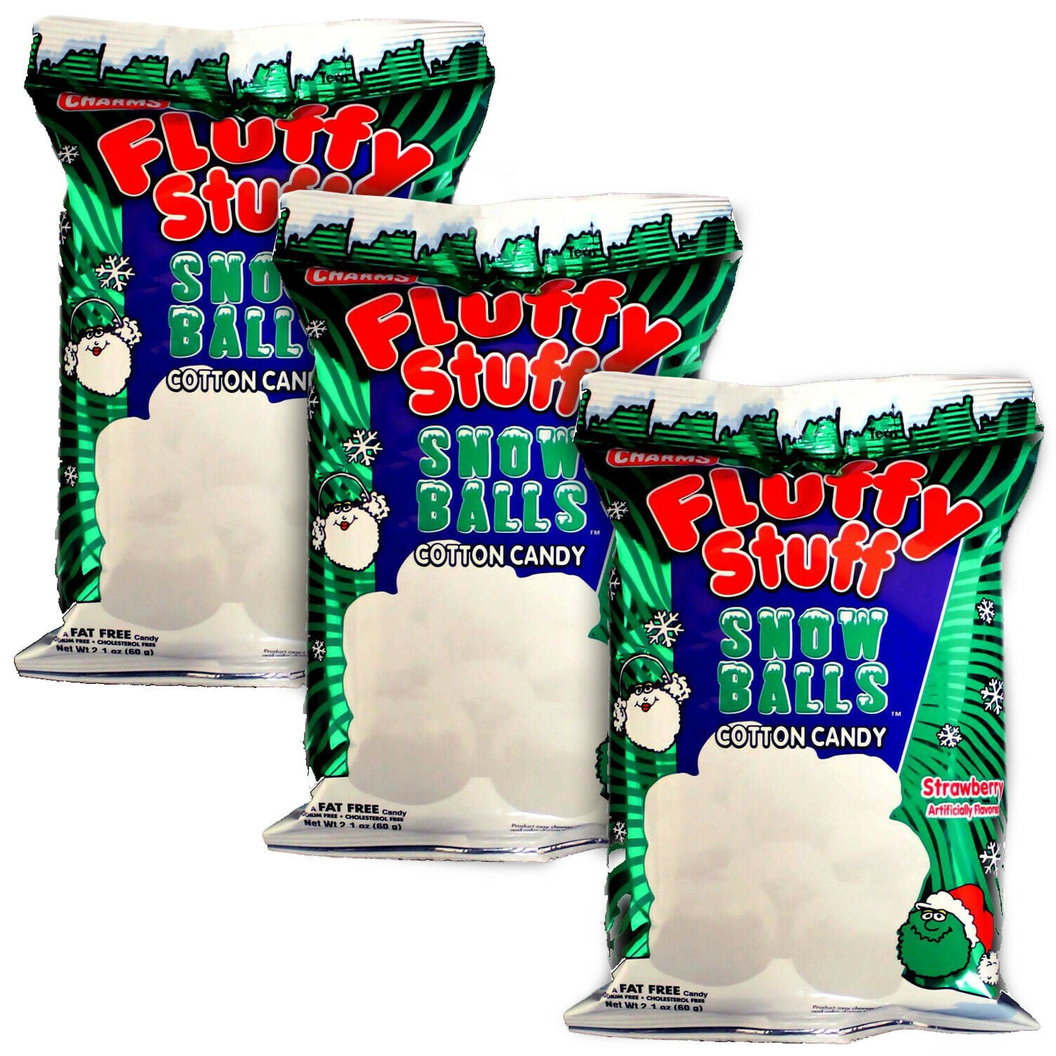 3 Pack of Fluffy Stuff Snowballs Cotton Candy Strawberry Christmas ...