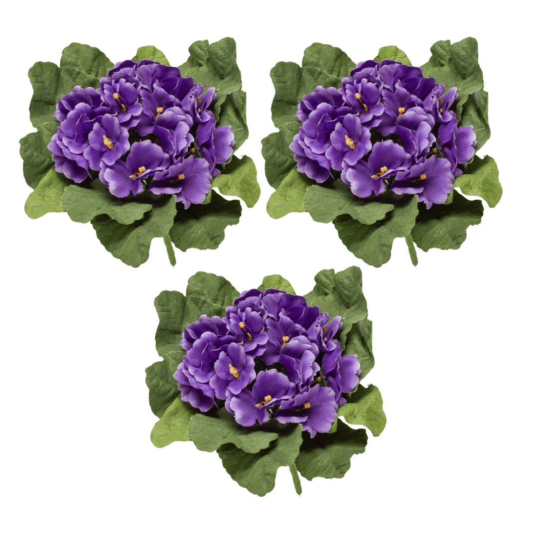 3 Pack of Lavender Fake African Violet Bushes - For Floral Work ...