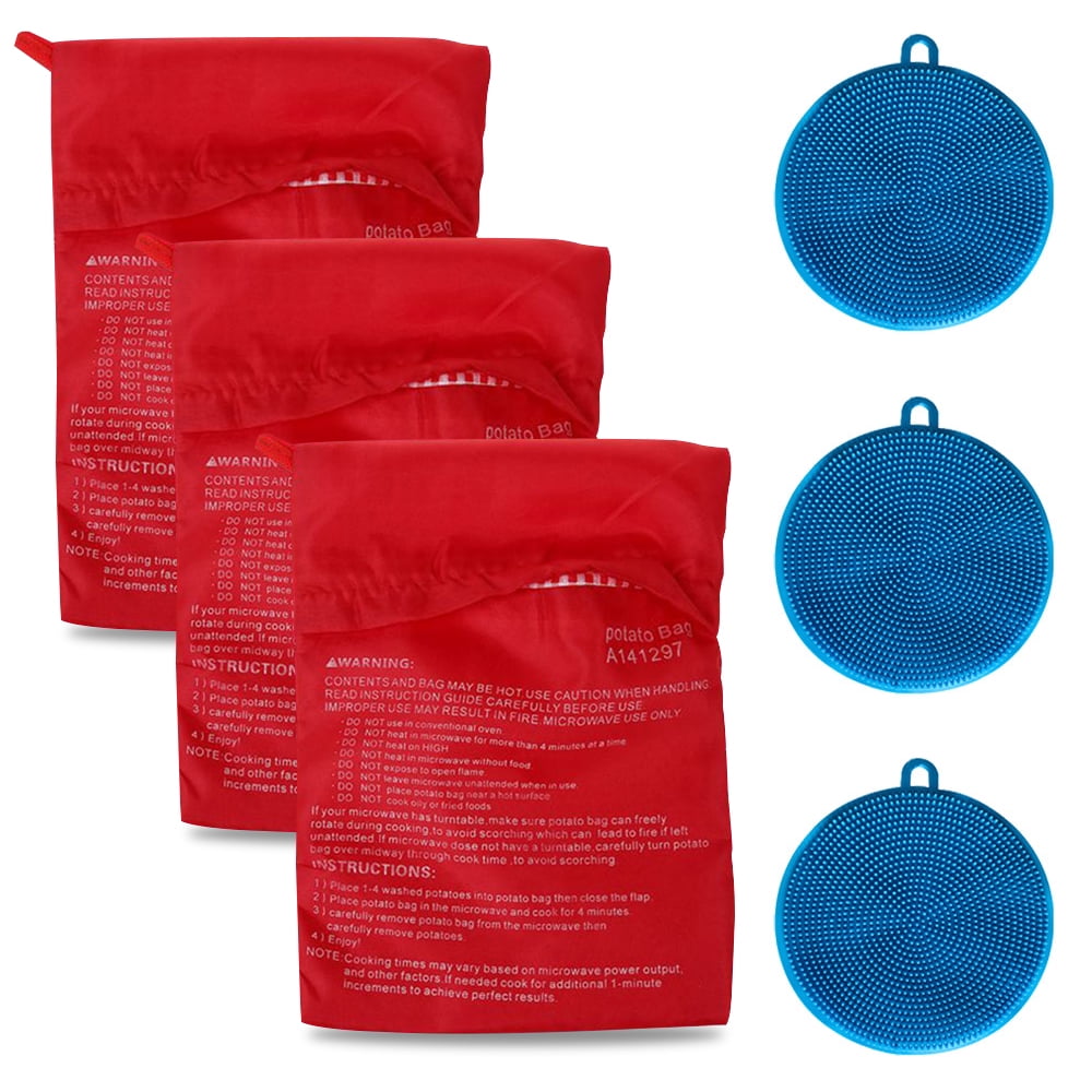 3 Pack of Microwave Potato Bag Kit, with 3PCS Silicone Vegetable ...