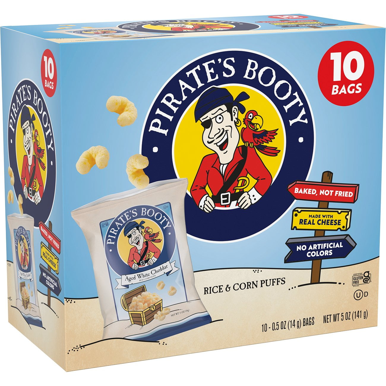 3 Pack of Pirate's Booty Aged White Cheddar Rice & Corn Puffs Multipack ...