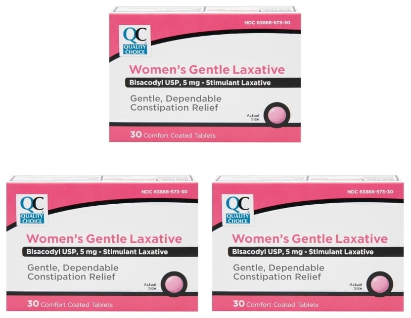 3 Pack of Quality Choice Bisacodyl 5mg Women's Gentle Laxative, 30 ...