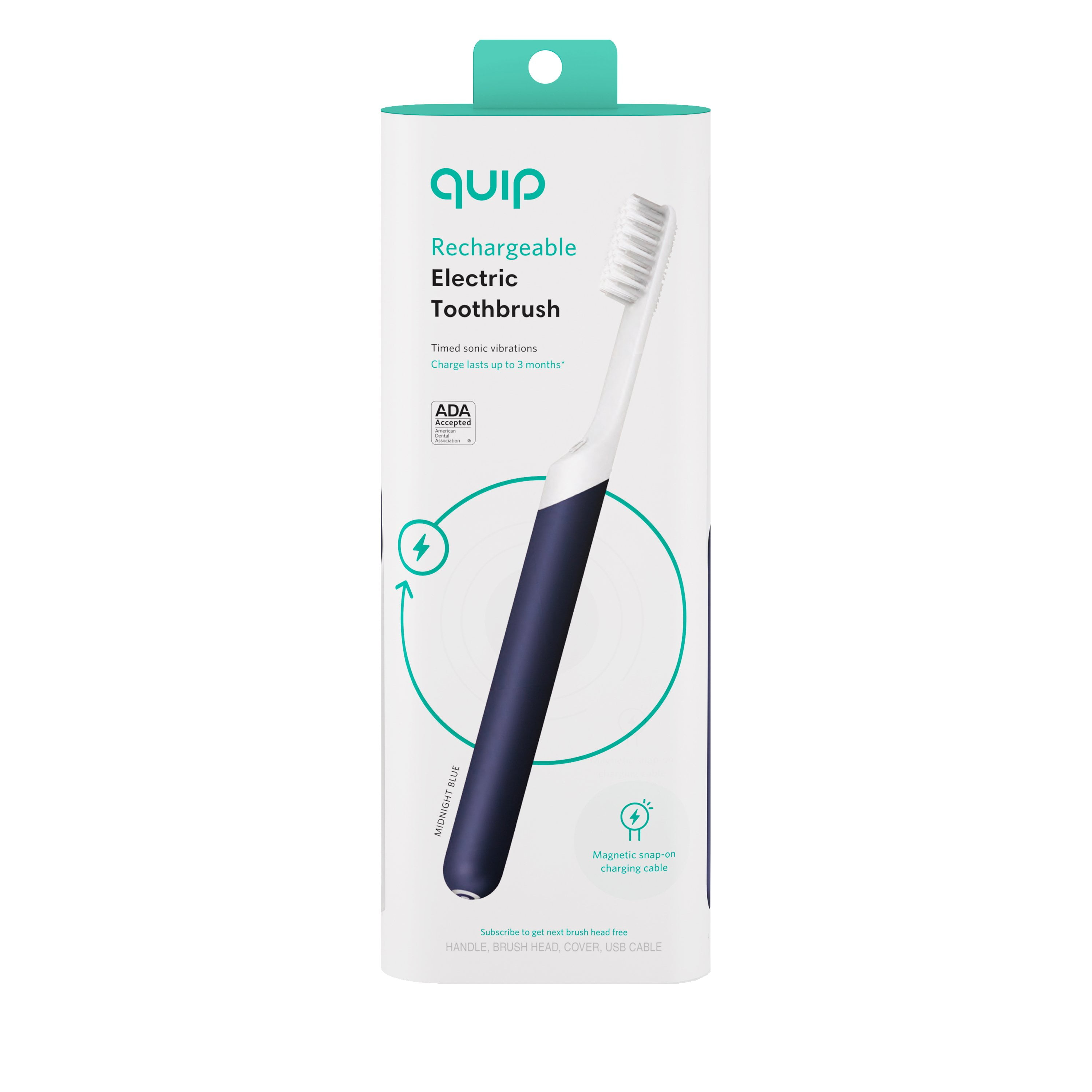 3 Pack of Quip Rechargeable Electric Toothbrush - Midnight Blue - Each ...