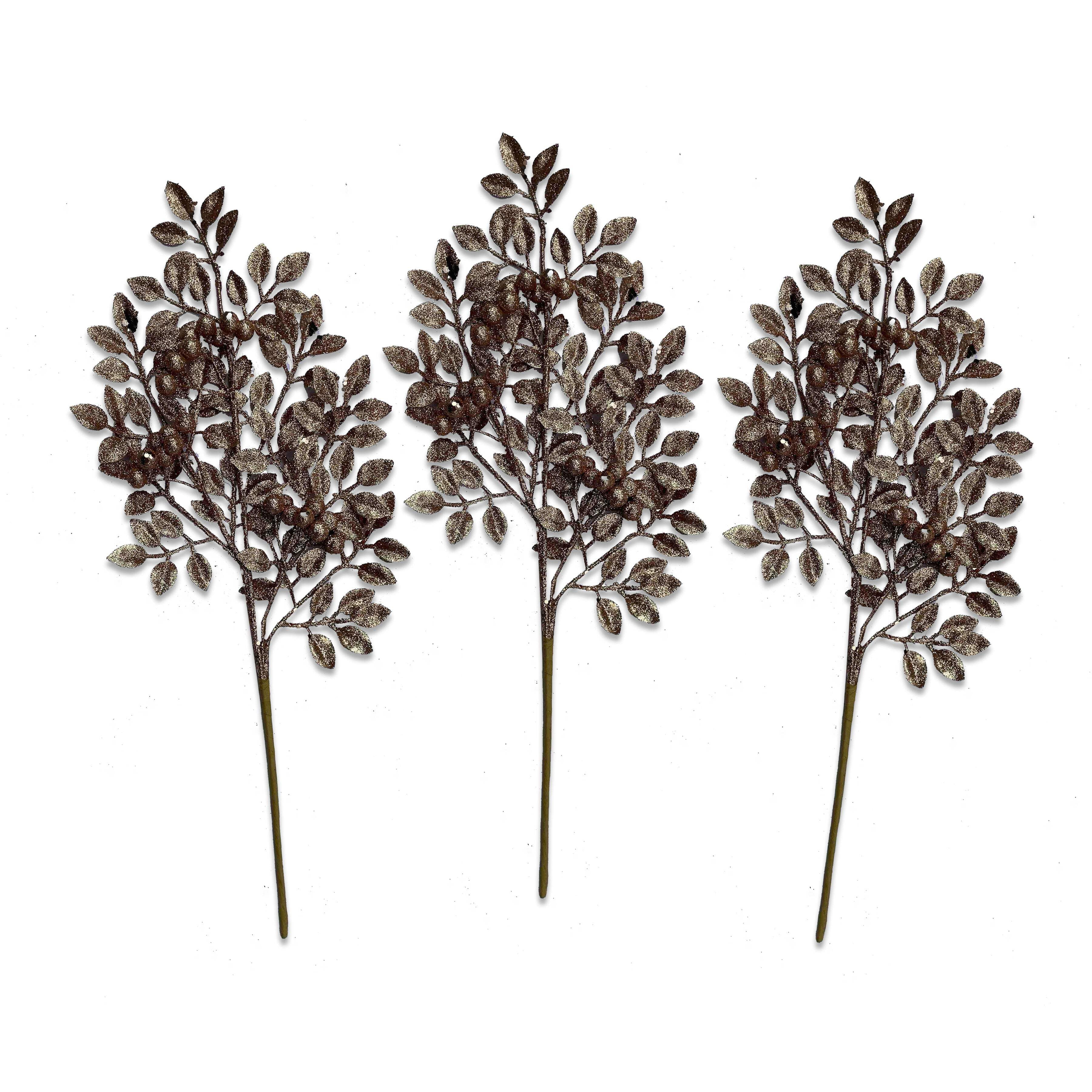 3 Pack of Rose Gold Leaf Clustered Glitter Picks - Walmart.com