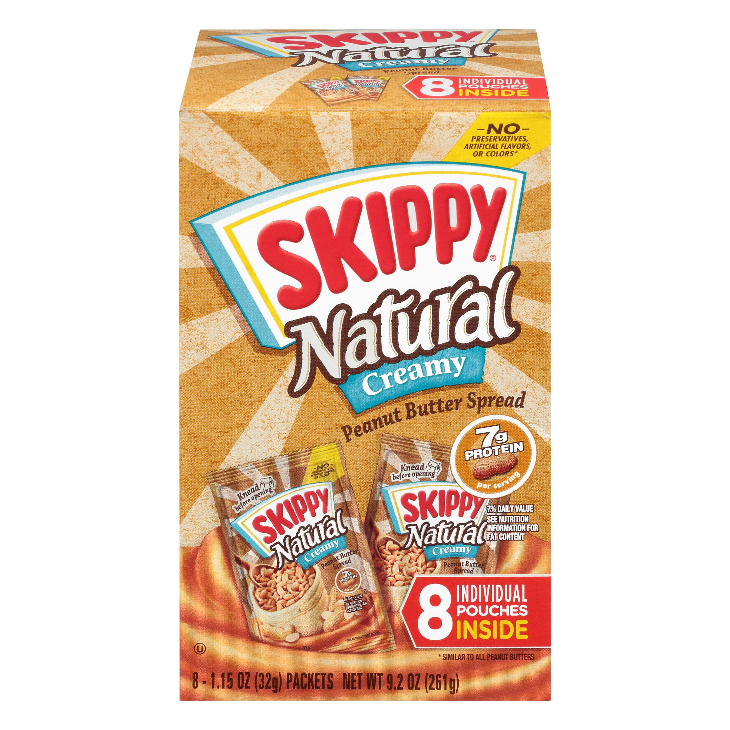 3 Pack of Skippy Natural Creamy Peanut Butter Individual Pouches - 8 ct ...