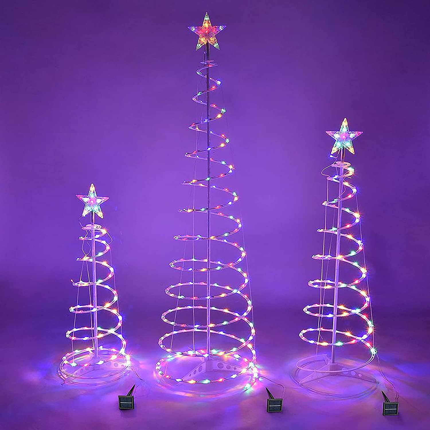 3 Pack of Spiral Trees with Multi LEDs, Multicolor (LED--SPTR-5M ...